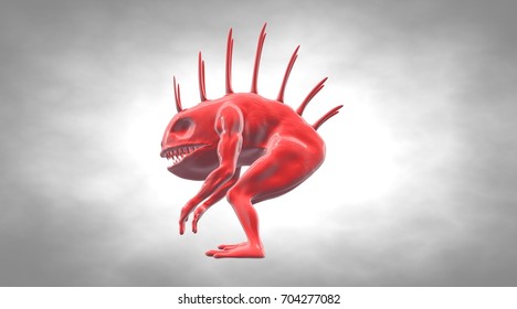 3d Rendering Reflectivemonster Shape Scary Spikes Stock Illustration ...