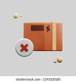 3d Rendering Rejected Box Package Delivery Stock Illustration ...