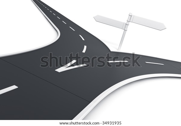 3d Rendering Road Splitting Road Blank Stock Illustration 34931935 ...