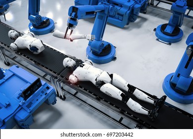 3d Rendering Robot Assembly Line Producing Stock Illustration 697203442 ...
