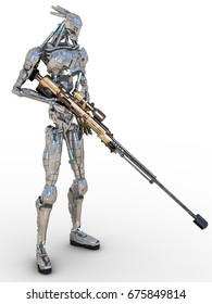 3d Rendering Robot Big Sniper Gun Stock Illustration 675849814 ...