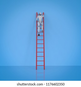 3d Rendering Robot Climb Red Ladder Stock Illustration 1176602350 ...