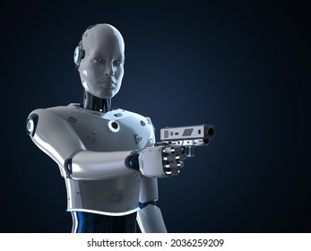 3d Rendering Robot Cyborg Hold Gun Stock Illustration 2036259209 ...