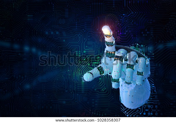 3d Rendering Robot Finger Pointing On Stock Illustration 1028358307