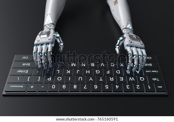 3d Rendering Robot Hand Working Computer Stock Illustration 765160591 ...