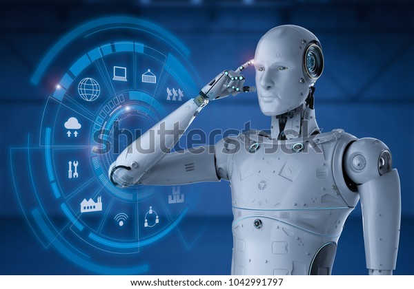 3d Rendering Robot Working Hud Display 스톡 일러스트 1042991797 | Shutterstock