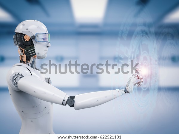 3d Rendering Robot Working Virtual Display Stock Illustration 622521101 3d Rendering Robot Working Virtual Display Stock Illustration 622521101