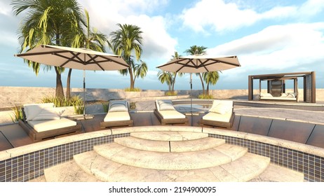 3d Rendering Rooftop Swimming Pool Stock Illustration 2194900095 ...