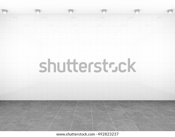 3d Rendering Room White Tiles Background Stock Illustration 492823237 ...