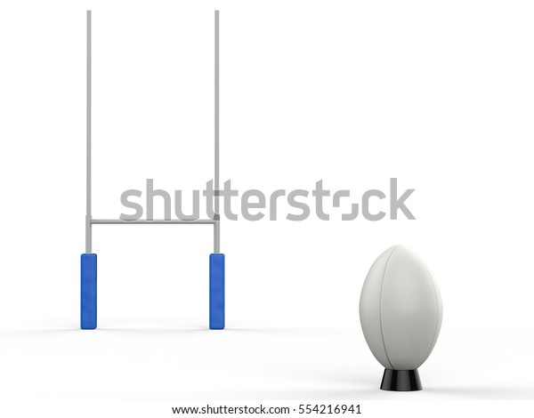 3d Rendering Rugby Ball Rugby Posts Stock Illustration 554216941