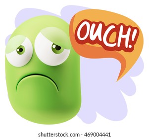 3d Rendering Sad Character Emoticon Expression Stock Illustration ...