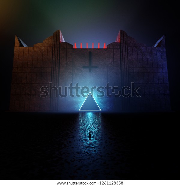 3d Rendering Satanic Temple Giant Reversed 스톡 일러스트 1261128358 ...
