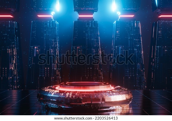 3d Rendering Sci Fi Cylinder Podium Stock Illustration 2203526413 ...