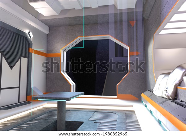 3d Rendering Science Fiction Space Station Stock Illustration ...
