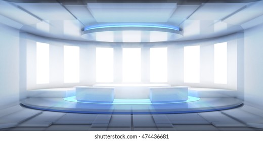 3d Rendering Scifi Lab White Space Stock Illustration 474436681