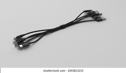3d Rendering Set Power Usb Cables Stock Illustration 1053813215 ...
