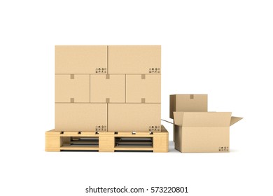 3d Rendering Several Carton Boxes Stacked Stock Illustration 571179226