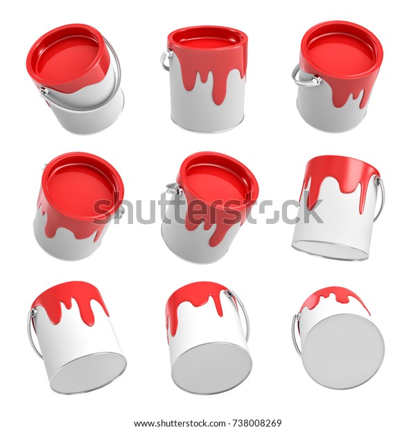 3d Rendering Several Paint Buckets Leaking Stock Illustration 738008269 ...