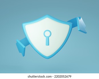 3d Rendering Shield Arrow Concept Protection Stock Illustration ...