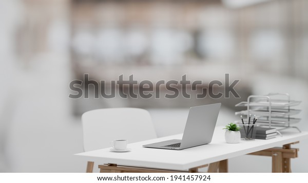 3d Rendering Side View Office Interior Stock Illustration 1941457924 ...