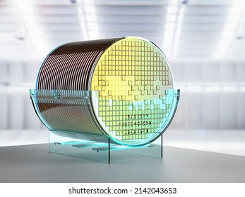 3d Rendering Silicon Wafer Plates Semiconductor Stock Illustration ...