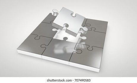 3d Rendering Silver Puzzle Piece Falling Stock Illustration 707490583 ...