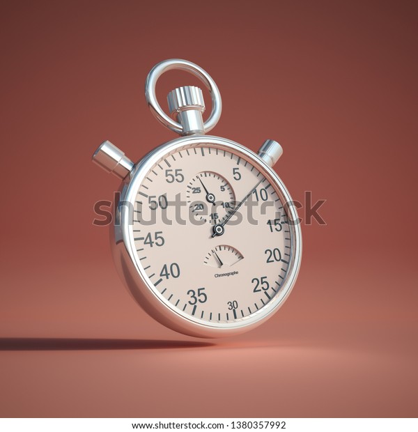 3d Rendering Silver Stopwatch On Colored Stock Illustration 1380357992