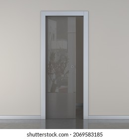 3d Rendering Single Panel Sliding Door Stock Illustration 2069583185 ...