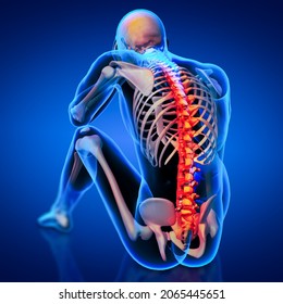 3d Rendering Skeleton Man Backbone Stock Illustration 2065445651 ...