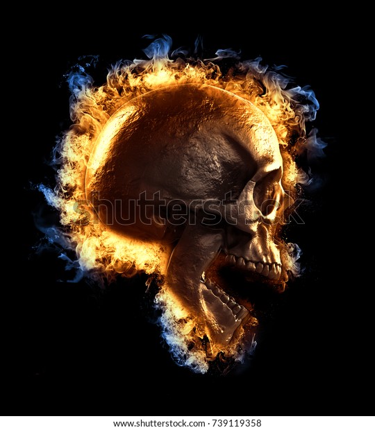 3d Rendering Skull Screaming Red Blue: ilustrações stock 739119358 ...