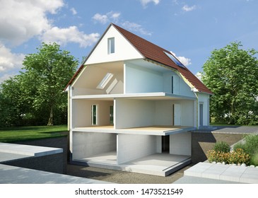 3d Rendering Sliced Empty House: ภาพประกอบสต็อก 1473521549 | Shutterstock