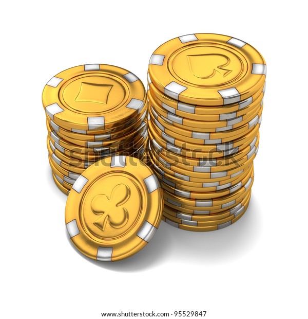 3d Rendering Small Stacks Gold Poker Stock Illustration 95529847