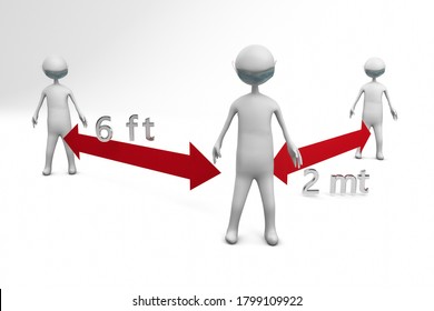 Ilustrasi Stok 3d Rendering Social Distancing Concept Stickman ...