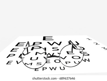 3d Rendering Spectacles On Eyesight Test Stock Illustration 689637646 ...