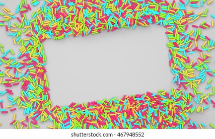 3d Rendering Sprinkles Frame White Background Stock Illustration ...