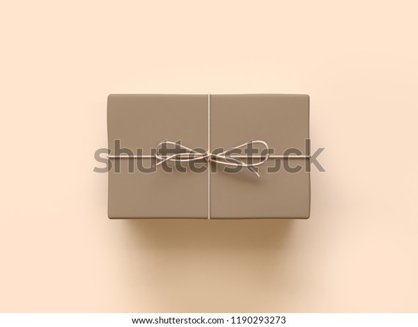 3d Rendering Square Brown Gift Box Stock Illustration 1190293273