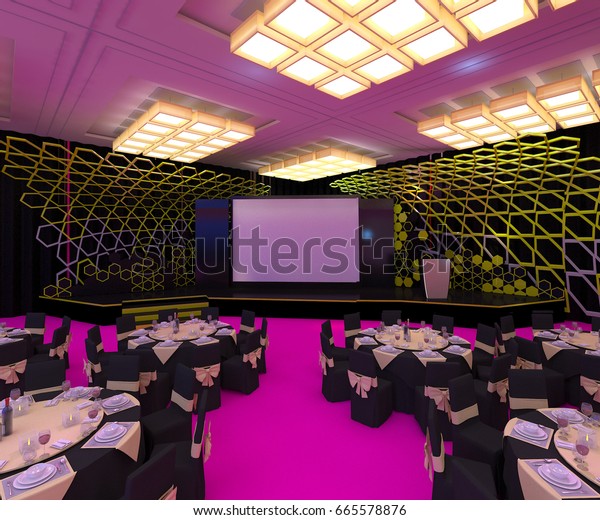 3d Rendering Stage Backdrop Stock Illustration 665578876