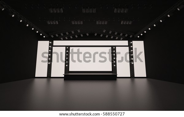 3d Rendering Stage Event Led Tv Stock Illustration 588550727