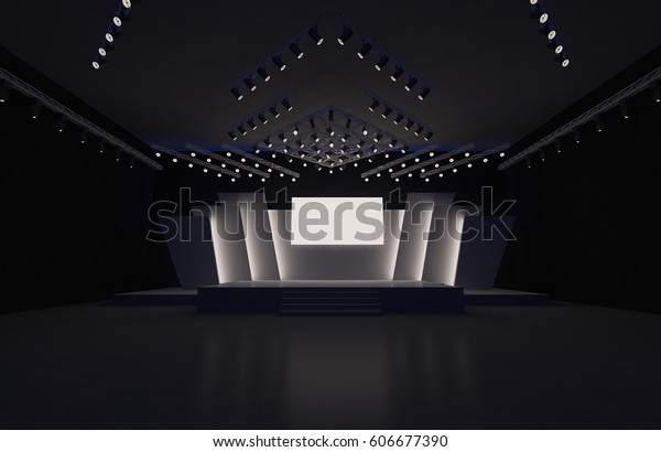3D Rendering of stage event led tv light interior illustration