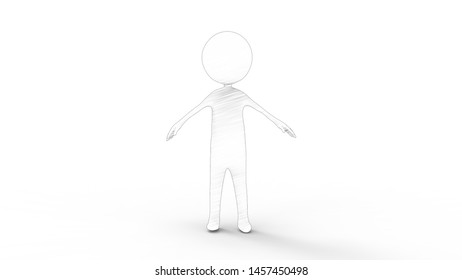 3d Rendering Stick Figure Isolated White Stock Illustration 1457450510 ...