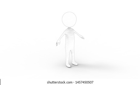 3d Rendering Stick Figure Isolated White Stock Illustration 1457450510 ...