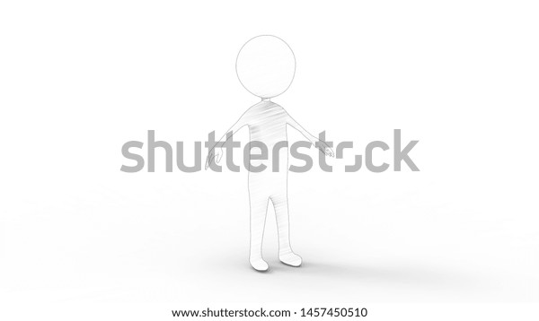 3d Rendering Stick Figure Isolated White Stock Illustration 1457450510 ...