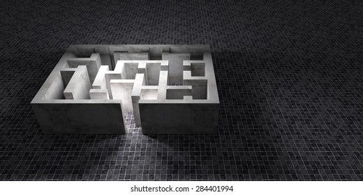 3d Rendering Stone Maze On Tiles Stock Illustration 284401994 ...