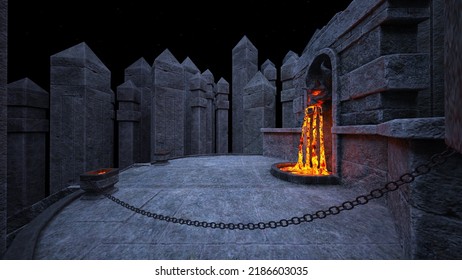 3d Rendering Stone Pillar Temple Stock Illustration 2186603035 ...