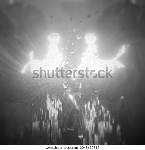 3d Rendering Strange Angelic Creature Temple Stock Illustration ...