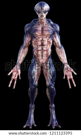 3 D Rendering Strong Alien Isolated Stock Illustration 1211123395 ...