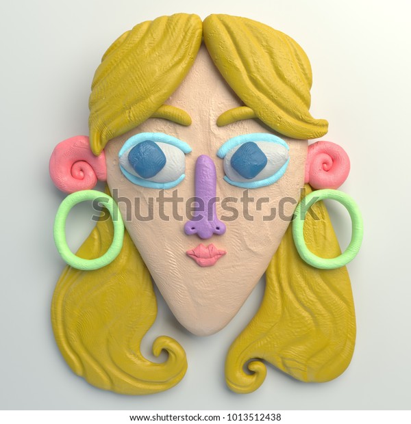 3d Rendering Stylized Cartoon Head Colorful Stock Illustration ...