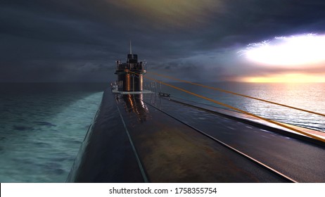 3d Rendering Submarine Ocean Stock Illustration 1834748554