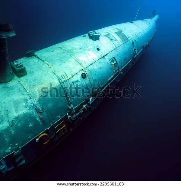3d Rendering Submarine Bottom Ocean Stock Illustration 2205301103 ...