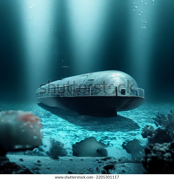 3d Rendering Submarine Bottom Ocean Stock Illustration 2205301117 ...